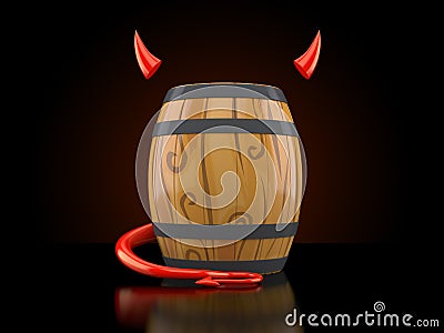 Wine Cask With Devil Horns And Tail Stock Illustration | CartoonDealer ...