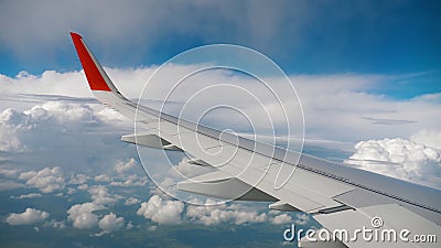 Wing of Airplane on Sky and Cloud on Moving Stock Footage - Video of ...