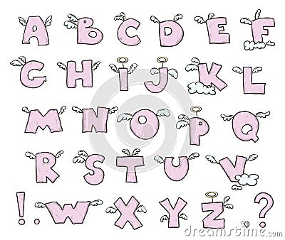 Winged Alphabet. Cute Flying Letters. Royalty Free Stock Photos - Image ...