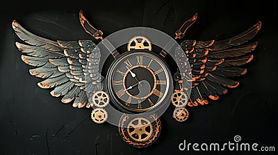 Winged Clock With Gears And Cogs Instead Of Feathers Royalty-Free Stock ...