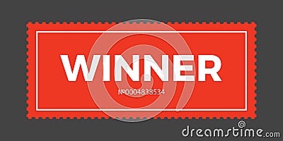 Winner Ticket Icon Vector Illustration In The Flat Style. Ticket Stub ...