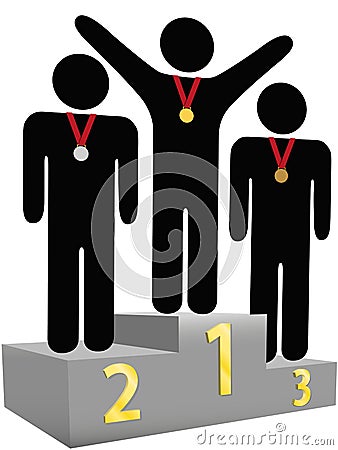 Winners First Second Third Place Awards Podium Cartoon Vector ...