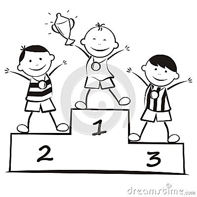 Winners On The Podium Cartoon Vector | CartoonDealer.com #65537063