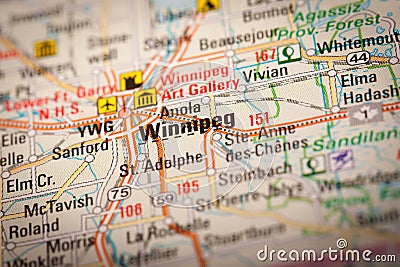 Winnipeg City On A Road Map Stock Photography | CartoonDealer.com #42985484