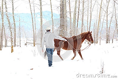 Winter Cowboy Stock Photo - Image: 83395162