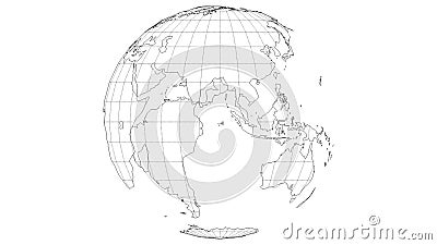 Wire-frame Earth Map Rotating Slow In Seamless Loop With White Isolated ...