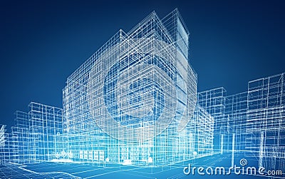 Wireframe Buildings Royalty Free Stock Photos - Image: 28440608