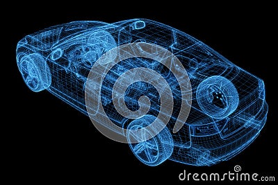Wireframe Of A Car 3d Model Royalty Free Stock Images - Image: 21852399
