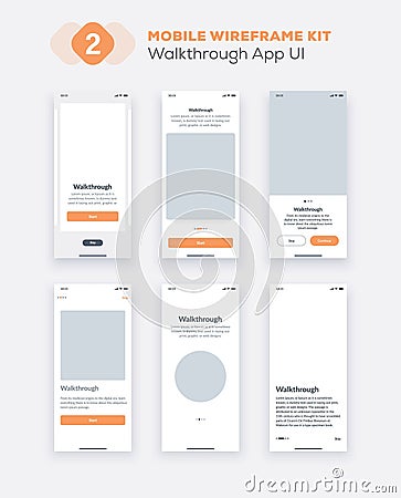 Wireframe UI Kit for Smartphone. Mobile App UX Design. New OS Sign Up ...