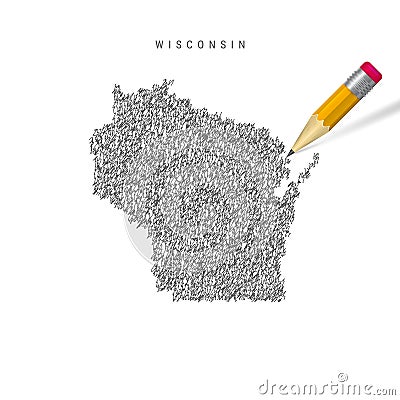 Wisconsin Sketch Scribble Map Isolated On White Background. Hand Drawn Vector Map Of Wisconsin ...