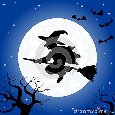 Witch Flying Over The Moon Stock Photos - Image: 33256713