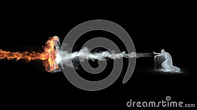 Wizard Defending with Ice Magic Against Fire Attacks Stock Video ...