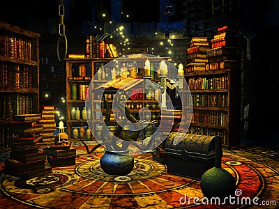 Wizard's Study Stock Illustration - Image: 48313239