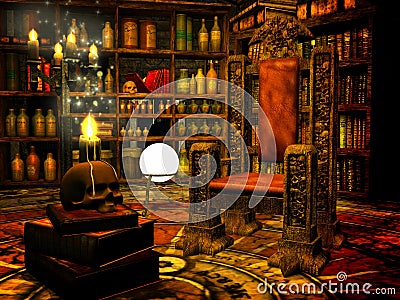 Wizard's Study Stock Illustration - Image: 48313264