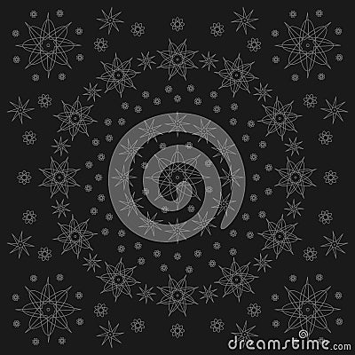 Wizard Star And Element Pattern With Black Background Cartoon Vector ...
