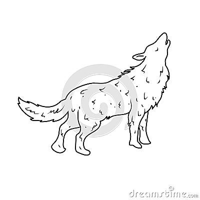 Wolf Howling Vector Illustration Black Outline | CartoonDealer.com ...