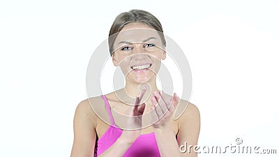 Woman Clapping , White Background Stock Footage - Video of enthusiastic ...