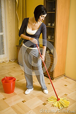 Woman Cleaning Floor Stock Images - Image: 4494434
