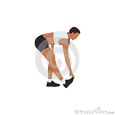 Woman Doing Active Hamstring Stretch Exercise. Vector Illustration ...