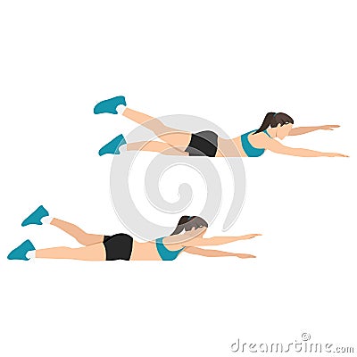 Woman Doing Alternating Superman Exercise Cartoon Vector ...