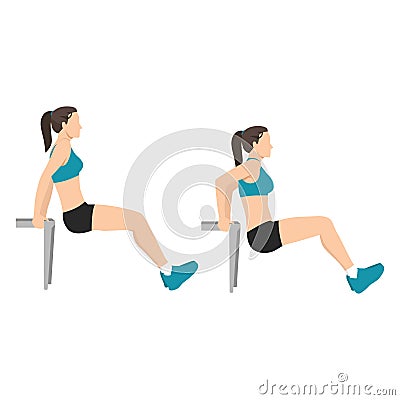 Woman Doing Bench Tricep Dips Exercise Cartoon Vector | CartoonDealer ...