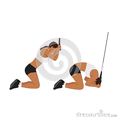 Woman Doing Kneeling Cable Crunches Exercise. Royalty-Free Cartoon ...