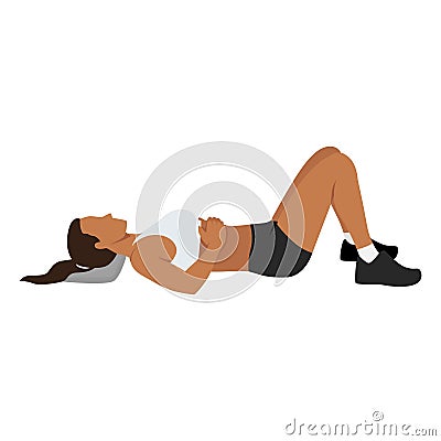 Woman Doing Semi Supine Laying Down Or Constructive Rest Position ...