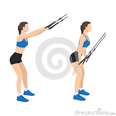 Woman Doing Straight Arm Rope Lat Pulldown Exercise Vector Illustration ...