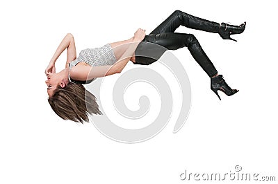 Woman Falling Through The Sky Stock Photo - Image: 47757071
