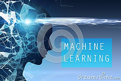 Woman Head Silhouette, Machine Learning Blue Stock Photography ...
