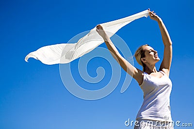 Woman Holding Scarf In Wind Stock Photography - Image: 9722002