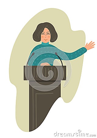 Woman Lecturer. Woman Speaker Vector Illustration | CartoonDealer.com ...