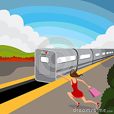 Woman Misses Train Stock Vector - Image: 42274661