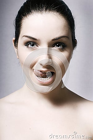 Woman Pulling Funny Face Royalty-Free Stock Photography | CartoonDealer ...