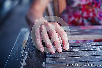 Woman Resting Hand On Table Stock Photo - Image: 44622687