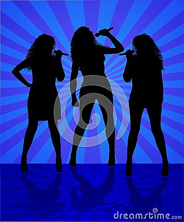 Woman Singers On The Blue Background Royalty Free Stock Image - Image ...