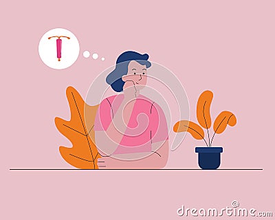 Woman Thinking About IUD Birth Control Cartoon Vector | CartoonDealer ...