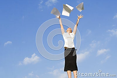 Woman Throwing Papers In Air Royalty-Free Stock Photography ...