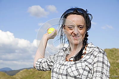 Woman Throwing Tennis Ball Royalty Free Stock Photos - Image: 24903318