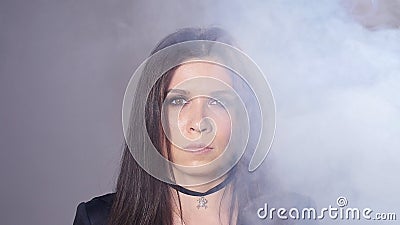 A Woman Vamp Posing in the Smoke Stock Footage - Video of dress, fresh ...