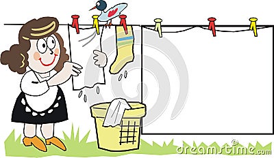 Woman With Washing Cartoon Stock Image - Image: 13610921
