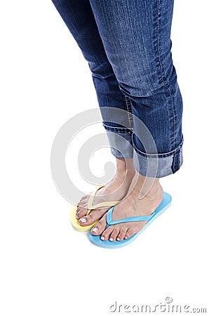 Woman Wearing Blue Jeans And Flip Flops #1 Royalty Free Stock Photos ...