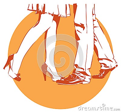 Womanish And Masculine Legs Dance Vector Illustration | CartoonDealer ...