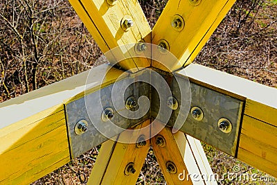 Wood Beam Bolted Structural Joint. Engineered Galvanized Structural ...