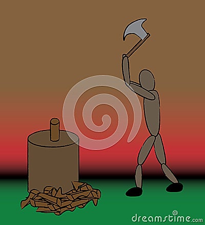 Wood Splitting Cartoon Vector | CartoonDealer.com #12194393