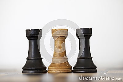 Wooden Black And White Rooks Chess Pieces Royalty-Free Stock Image ...