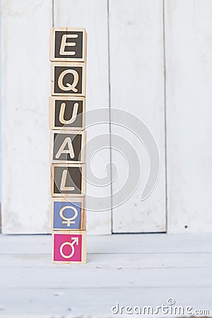 Wooden Cube, With The Word Equal, On White Background Stock Photo ...
