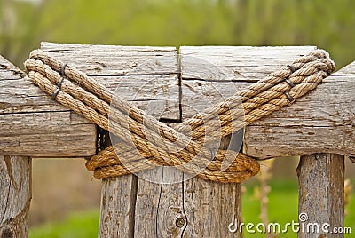 Wooden Fence Tied By Rope Stock Image - Image: 26095571
