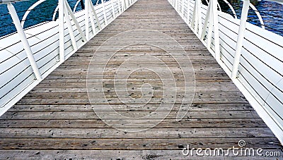 Wooden Floor Bridge And White Railing Royalty-Free Stock Image ...