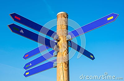 Wooden Pole With Direction Arrows Stock Photo - Image: 40648785